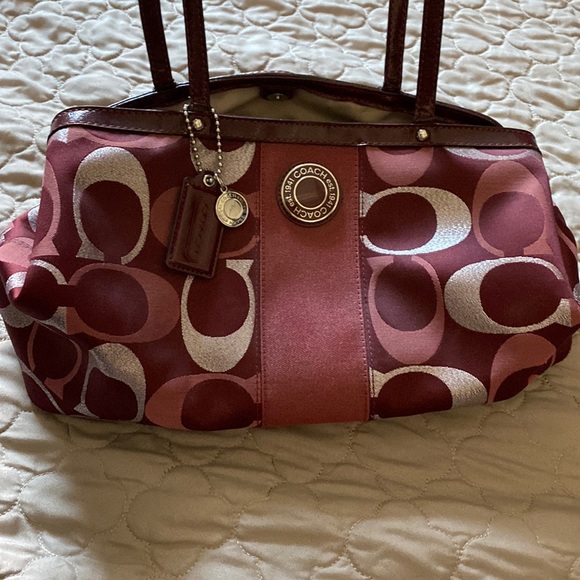 Coach | Bags | Coach Authentic Maroonburgundy Multicolored Purse | Poshmark